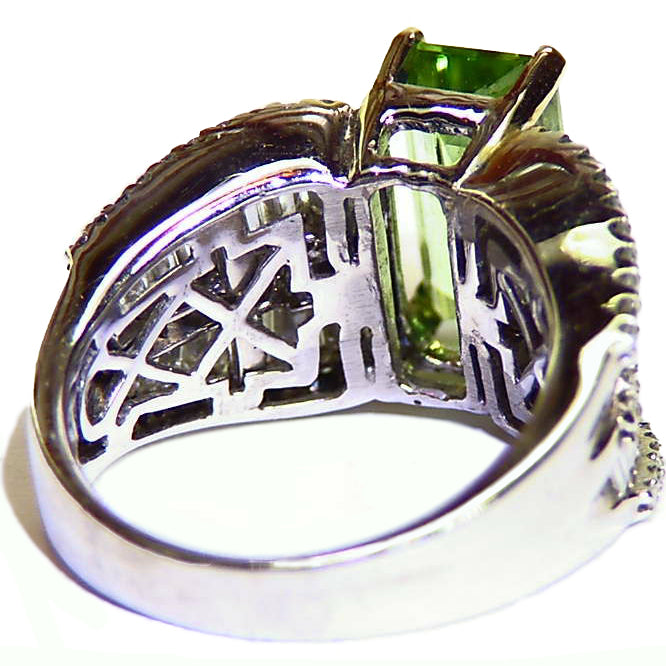 Very Rare 3.6ct NC Hiddenite 1.80ct Diamond 18k White Gold Ring – PAK ...
